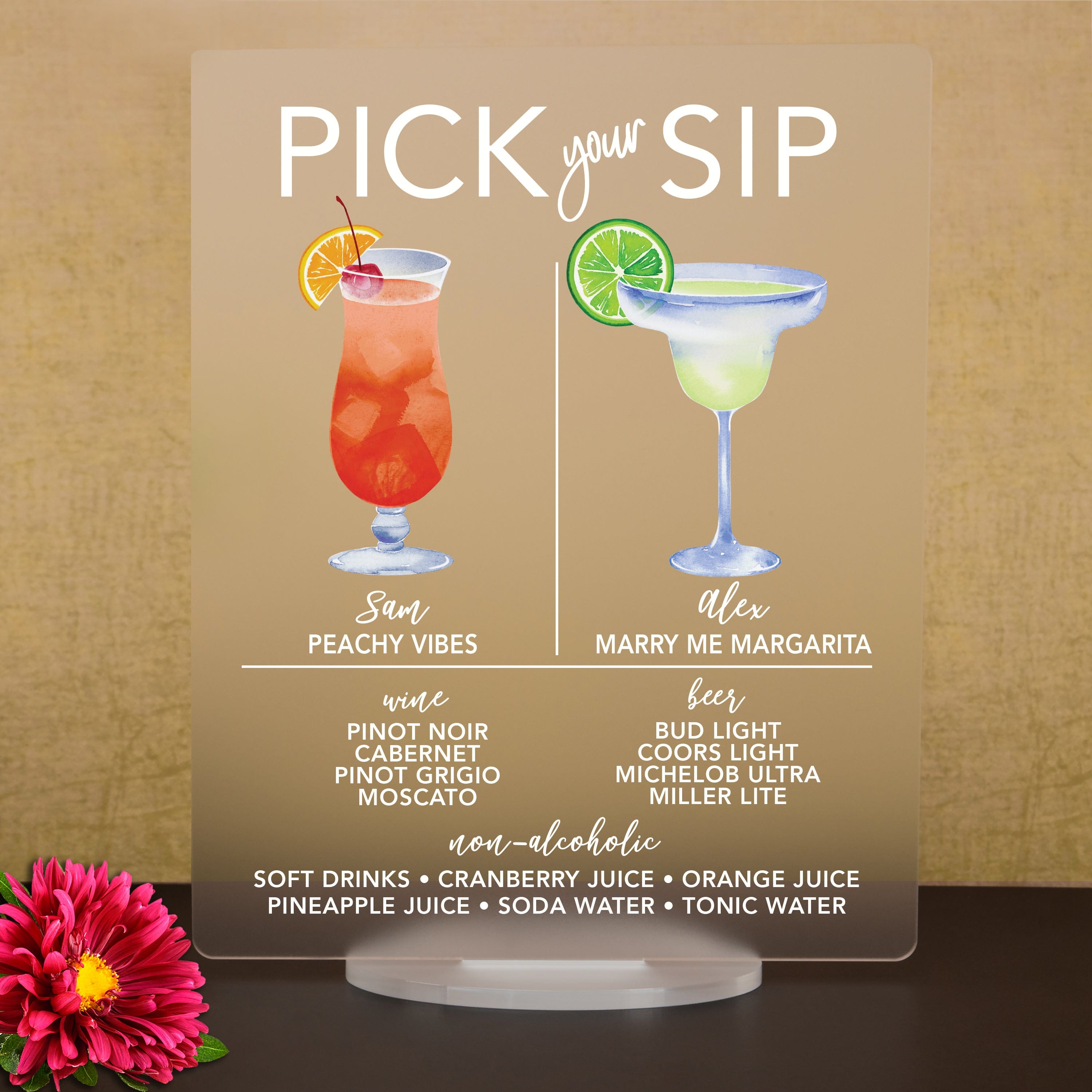 Pick Your Sip! Signature Drinks, Bar Menu Sign and Cocktail Bar Sign f ...