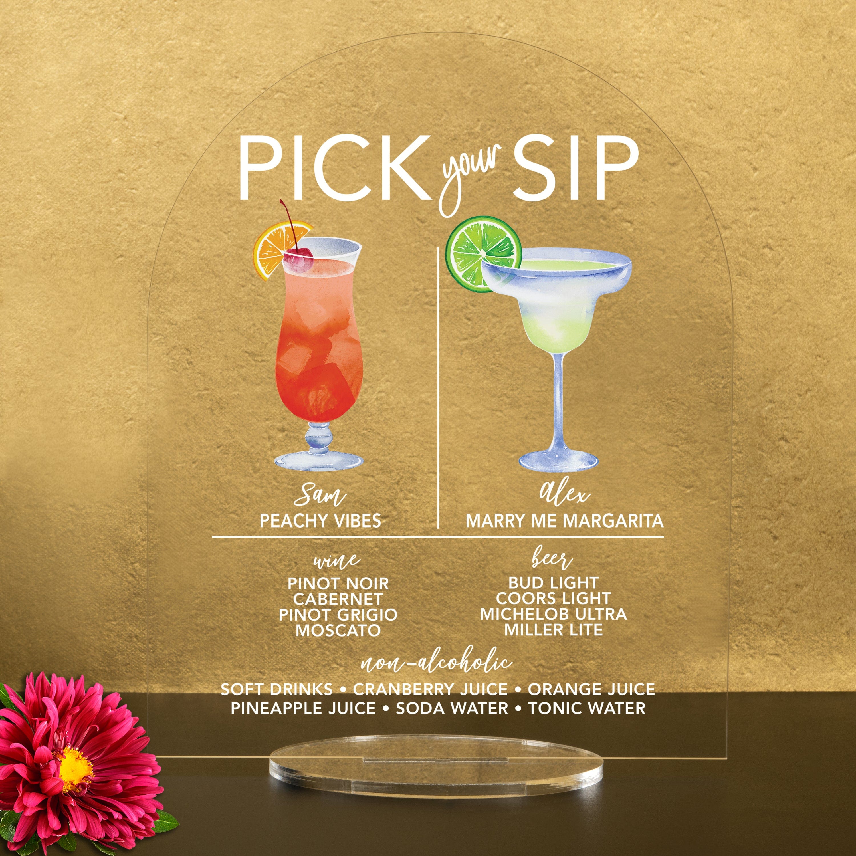 Pick Your Sip! Signature Drinks, Bar Menu Sign and Cocktail Bar Sign f ...