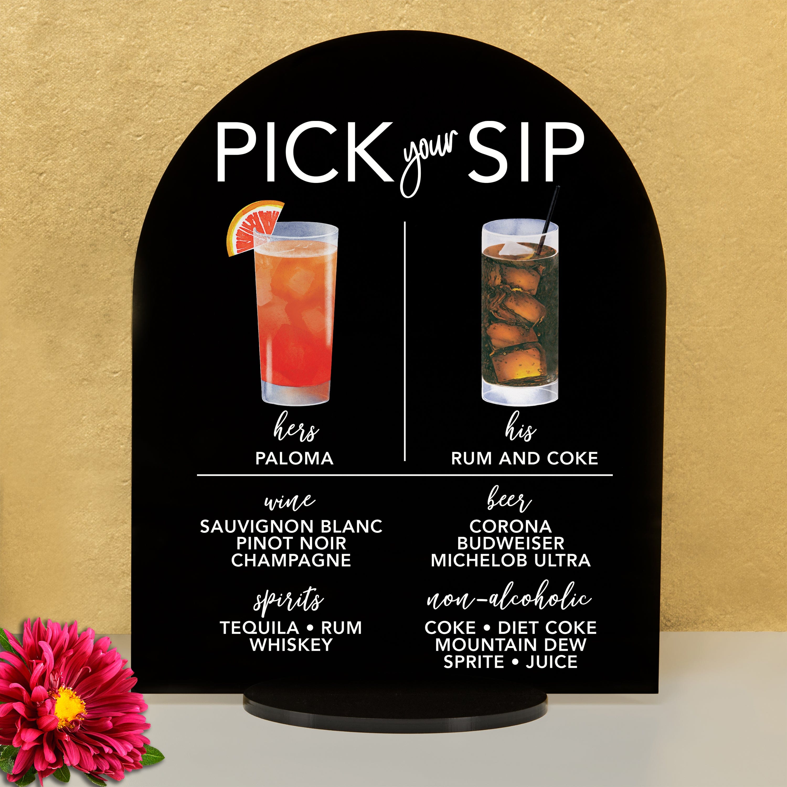 Pick Your Sip! Signature Drinks, Bar Menu Sign and Cocktail Bar Sign f ...