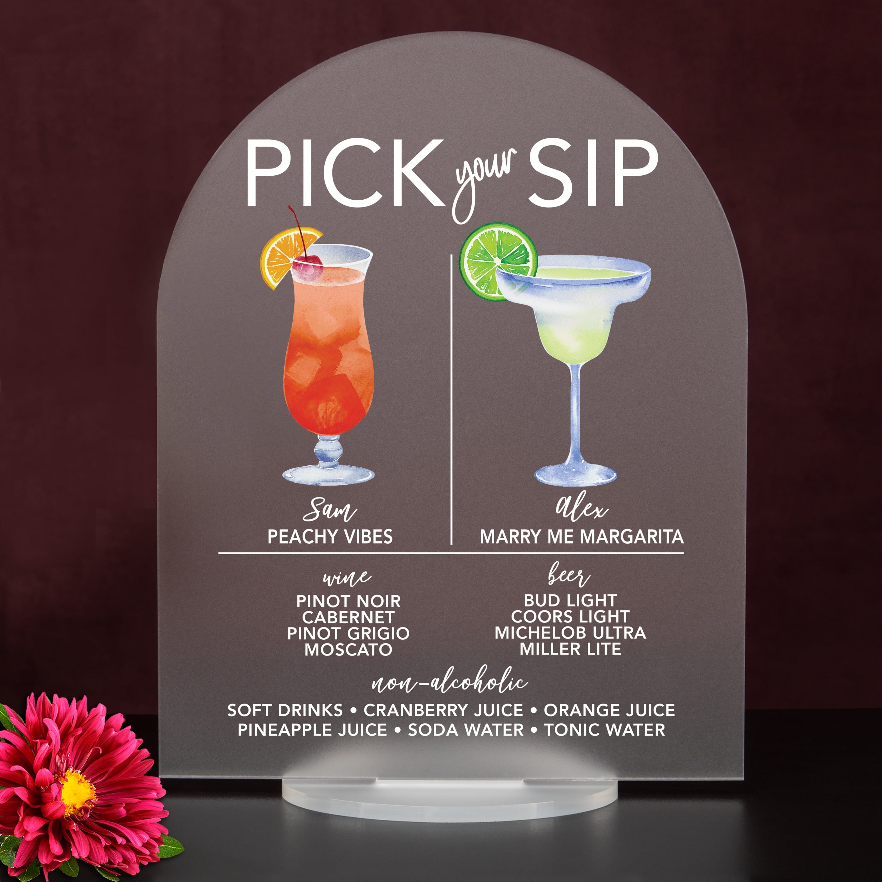Pick Your Sip! Signature Drinks, Bar Menu Sign and Cocktail Bar Sign f ...