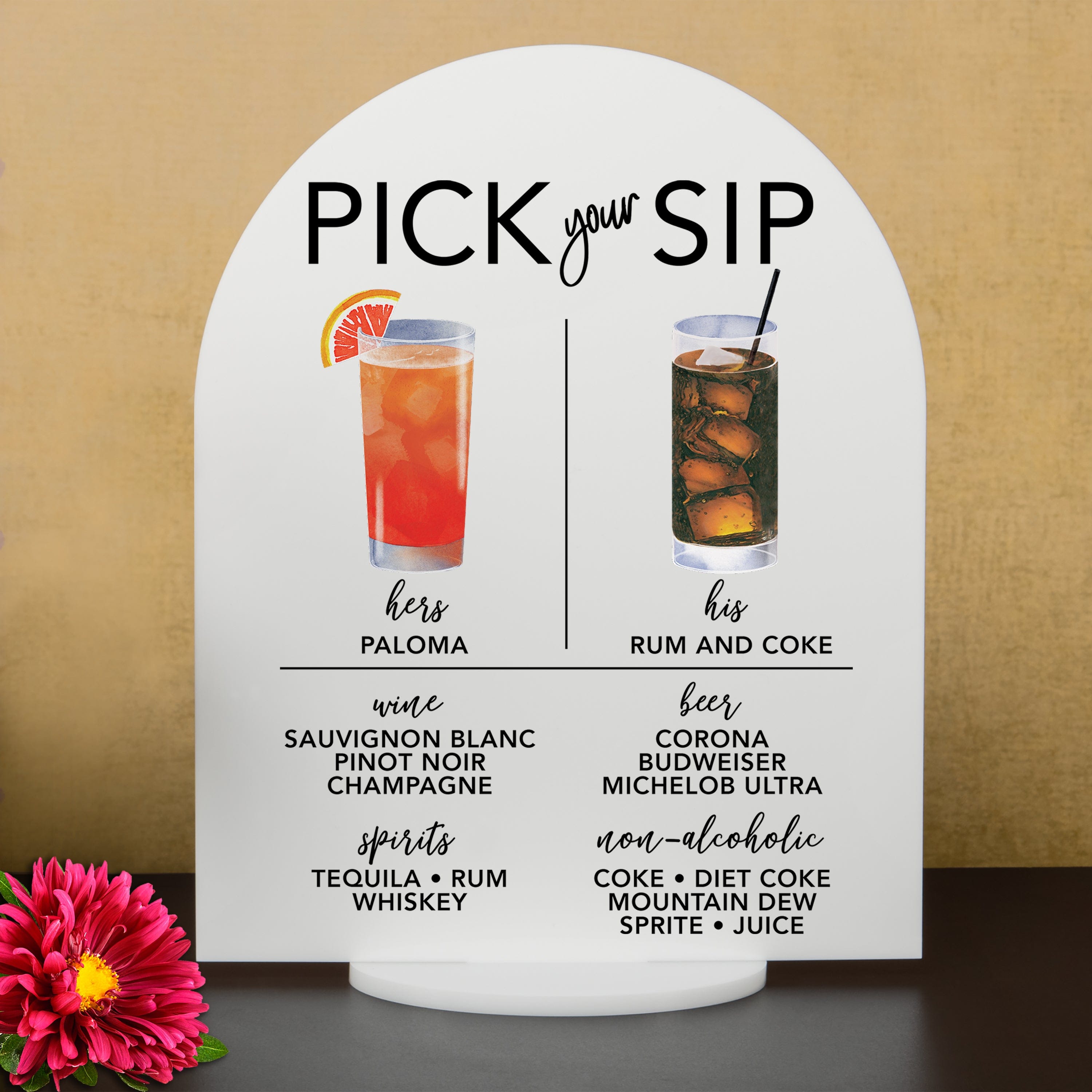Pick Your Sip! Signature Drinks, Bar Menu Sign and Cocktail Bar Sign f ...